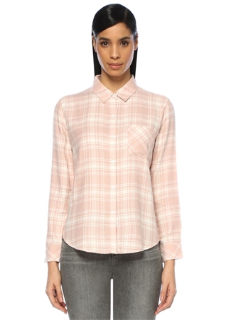 Rails Kadın Milo Pembe Beyaz Ekose Desenli Gömlek S EU
