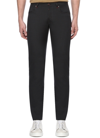 Marco Pescarolo Erkek Antrasit Aksesuar Detaylı Keten Pantolon Gri 30 US