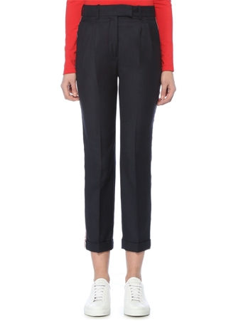 Calvin Klein 205we39nyc Kadın Lacivert Yüksek Bel Şeritli Crop Yün Pantolon 36 IT