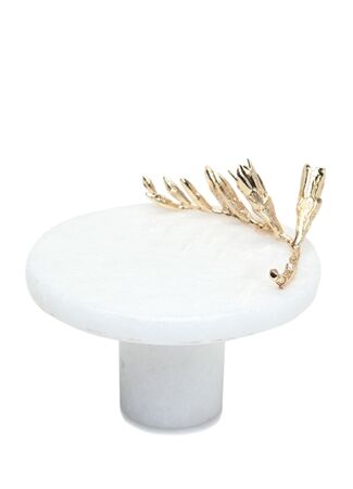 Accract Beyaz Gold Ayaklı Mermer Kek Standı