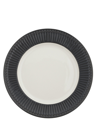 Green Gate Alice Antrasit Çizgi Dokulu Porselen Tabak Gri