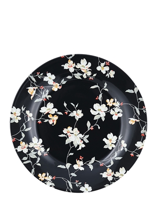 Green Gate Jolie Siyah Çiçek Desenli Porselen Tabak Çok Renkli