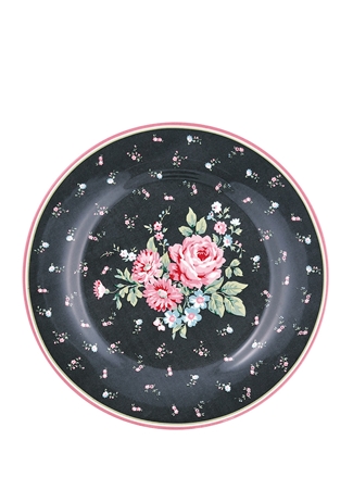 Green Gate Marley Antrasit Çiçek Desenli Porselen Tabak Çok Renkli