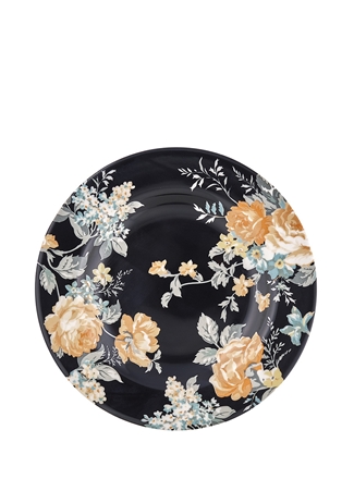 Green Gate Peneleope Siyah Çiçek Desenli Porselen Tabak Çok Renkli