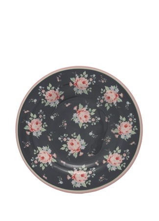 Green Gate Marley Antrasit Çiçek Desenli Porselen Tabak Çok Renkli