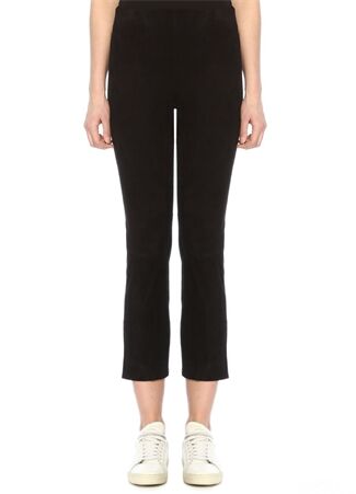 Vince Kadın Siyah Yırtmaçlı Crop Streç Süet Pantolon S EU