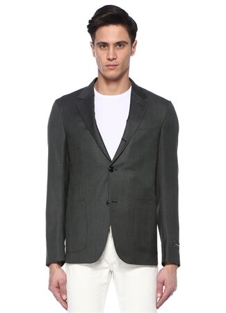 Zegna Erkek Drop 7 Haki Kelebek Yaka Yün Ceket Yeşil 50 IT