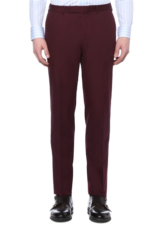 Zegna Erkek Drop 6 Kırmızı Normal Bel Boru Paça Pantolon 52 IT