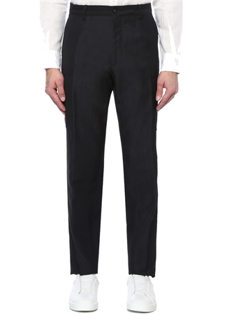 Zegna Erkek Regular Fit Siyah Normal Bel Yün Pantolon 50 IT