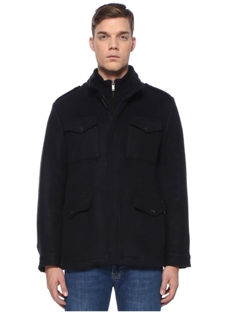 Beymen Club Erkek Lacivert Kapüşonlu Omuzu Apoletli Kaban M