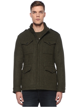 Beymen Club Erkek Haki Kapüşonlu Omuzu Apoletli Kaban L
