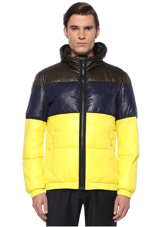 Beymen Club Erkek Sarı Lacivert Kapüşonlu Puff Mont Haki S