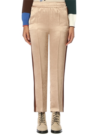 Beymen Club Kadın Bej Kontrast Şeritli Bol Saten Pantolon 36