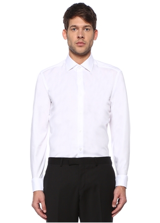 Beymen Club Erkek Comfort Fit Beyaz Non-iron Özellikli Twill Gömlek S