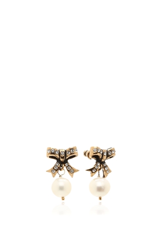 Alcozer & J Kadın Gold Fiyonk Formlu İnci Detaylı Küpe Altın Rengi EU Alcozer & J Kadın Gold Fiyonk Formlu İnci Detaylı Küpe Altın Rengi EU