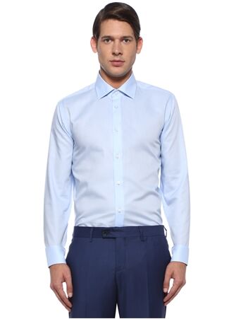 Beymen Club Erkek Slim Fit Mavi Non-iron Özellikli Oxford Gömlek S
