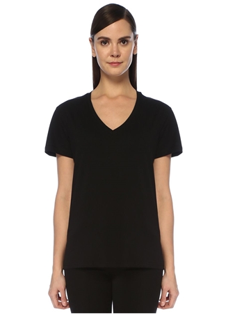 Beymen Kadın Siyah V Yaka Dökümlü Basic T-shirt S EU