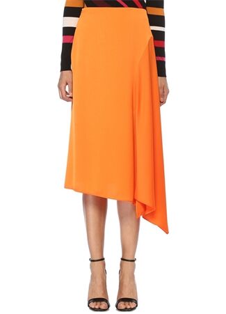 Beymen Collection Kadın Turuncu Normal Bel Asimetrik Midi Etek 34