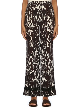 Beymen Collection Kadın Kahverengi Leopar Desenli Dantelli Pijama Altı 36