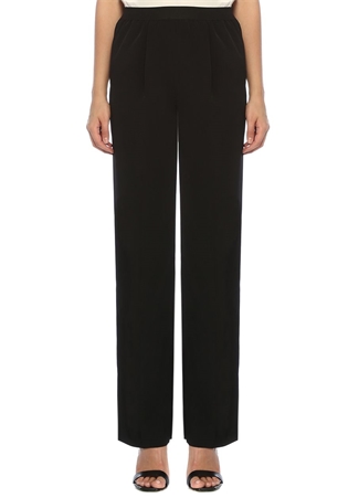 Academia Kadın Siyah Pilili Bol Paça Krep Pantolon 36