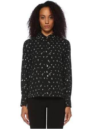 Academia Kadın Siyah Desenli Klasik Gömlek 34
