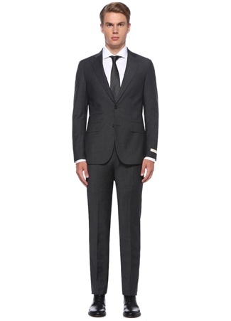 Beymen Collection Erkek Drop 7 Gri Kelebek Yaka Çizgili Yün Takım Elbise 48 IT