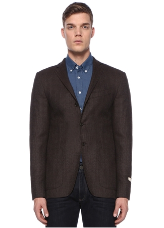 Beymen Collection Erkek Drop 8 Kahverengi Kazayağı Desenli Yün Soft Ceket 50 IT
