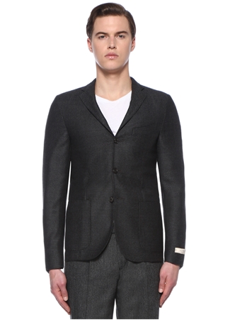 Beymen Collection Erkek Drop 7 Antrasit Balıksırtı Desenli Yün Ceket Gri 58 IT