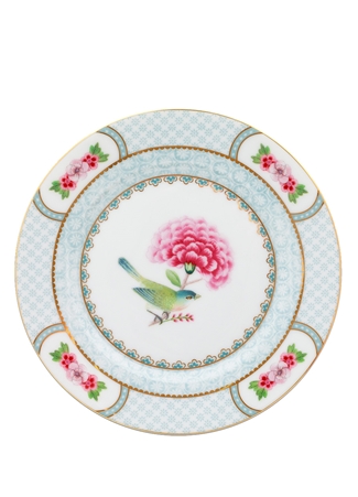 Pip Studio Blushing Birds Mavi Çiçekli Porselen Tabak Çok Renkli