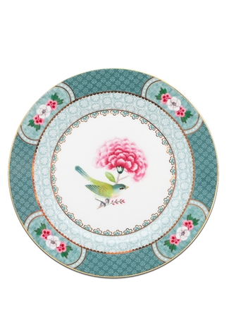 Pip Studio Blushing Birds Mavi Çiçekli Porselen Tabak Çok Renkli