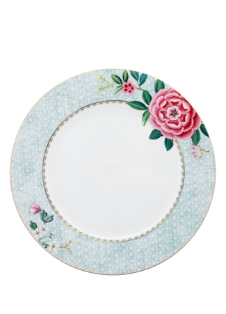 Pip Studio Blushing Birds Mavi Çiçekli Porselen Yemek Tabağı Çok Renkli