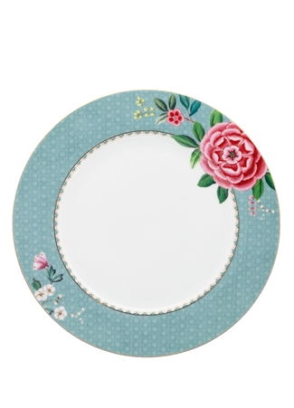 Pip Studio Blushing Birds Mavi Çiçekli Porselen Yemek Tabağı Çok Renkli