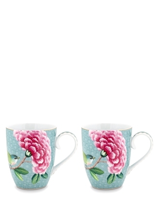 Pip Studio Blushing Birds 2li Desenli Porselen Kupa Seti Çok Renkli Pip Studio Blushing Birds 2li Desenli Porselen Kupa Seti Çok Renkli
