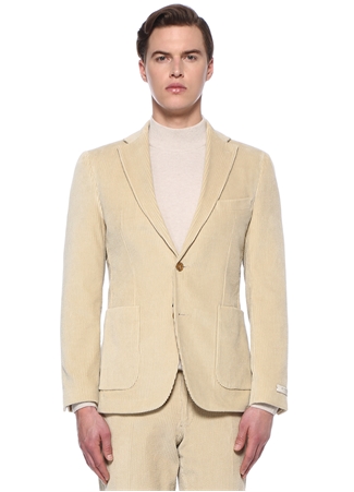 Beymen Collection Erkek Drop 8 Ekru Çizgi Dokulu Kadife Soft Ceket Bej 54 IT