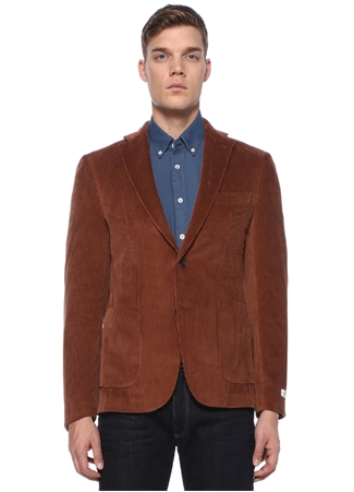 Beymen Collection Erkek Drop 8 Çizgi Dokulu Kadife Soft Ceket Turuncu 46 IT