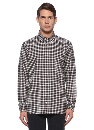 Beymen Collection Erkek Custom Fit Kahverengi Polo Yaka Kareli Gömlek 38 IT Beymen Collection Erkek Custom Fit Kahverengi Polo Yaka Kareli Gömlek 38 IT