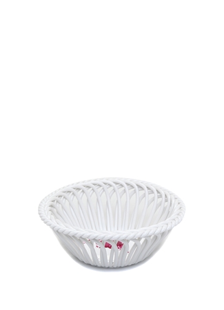 Herend Beyaz Çiçek Baskılı Porselen Sepet Çok Renkli