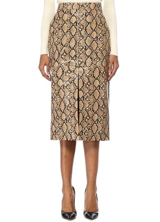 Johanna Ortiz Kadın El Poema De La Selva Yılan Desenli Midi Etek Bej 6 US
