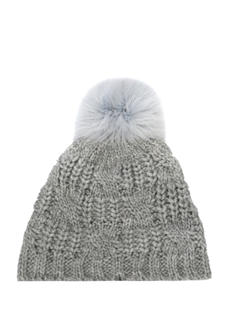 Beymen Collection Kadın Gri Örgü Dokulu Peluş Ponponlu Bere EU Beymen Collection Kadın Gri Örgü Dokulu Peluş Ponponlu Bere EU