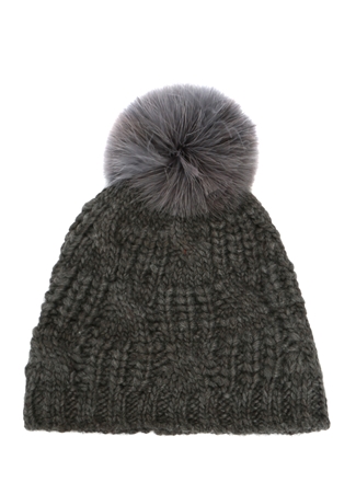 Beymen Collection Kadın Antrasit Örgü Dokulu Peluş Ponponlu Bere Gri EU Beymen Collection Kadın Antrasit Örgü Dokulu Peluş Ponponlu Bere Gri EU