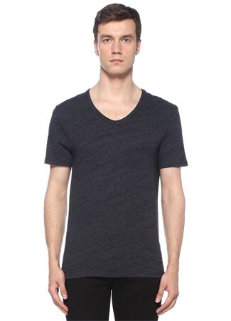 Tru Erkek Antrasit V Yaka T-shirt Gri L EU