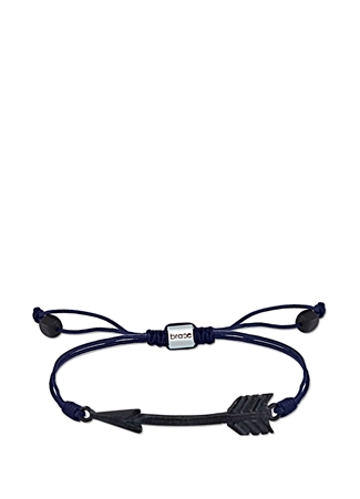 Brace İstanbul Erkek Lacivert Ok Detaylı Gümüş Rengi Bileklik EU