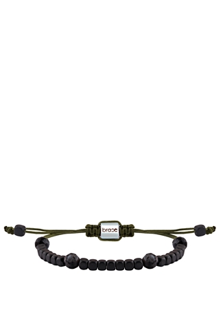Brace İstanbul Erkek Colorblocked Boncuklu Gümüş Rengi Bilezik Yeşil EU