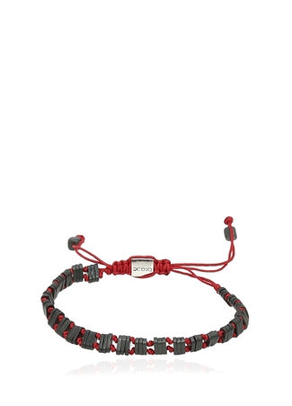 Brace İstanbul Erkek Kırmızı Gri Taş Detaylı Bileklik Bordo EU
