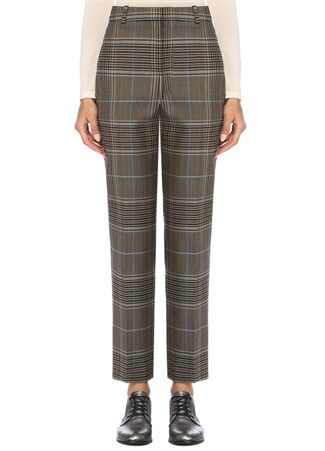 Givenchy Kadın Slim Fit Ekoseli Yün Cigarette Pantolon 40 IT