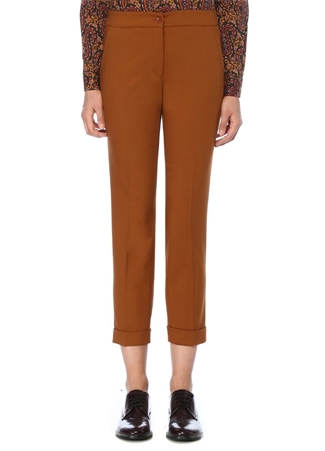 Etro Kadın Kahverengi Normal Bel Dar Paça Yün Pantolon 42 IT