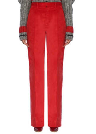 Dsquared2 Kadın Jill Monroe Fit Kırmızı Bol Paça Kadife Pantolon 38 IT Dsquared2 Kadın Jill Monroe Fit Kırmızı Bol Paça Kadife Pantolon 38 IT