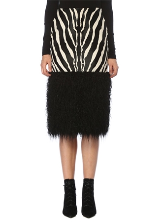 Kadın Zebra Desenli Tüy Dokulu Midi Etek Siyah 36 IT Kadın Zebra Desenli Tüy Dokulu Midi Etek Siyah 36 IT
