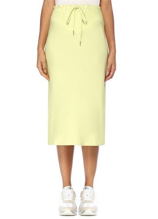 T by Alexander Wang Kadın Neon Sarı Beli Bağcıklı Midi Etek M EU