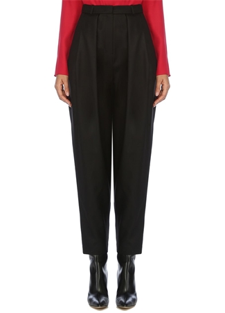 Magda Butrym Kadın Shaldon Siyah Yüksek Bel Pilili Yün Pantolon 40 FR